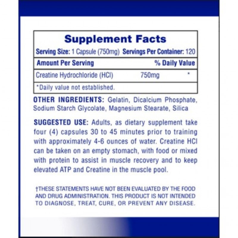 Hi-Tech Pharmaceuticals, Creatine HCL 750 мг (120 капс.), креатин ...